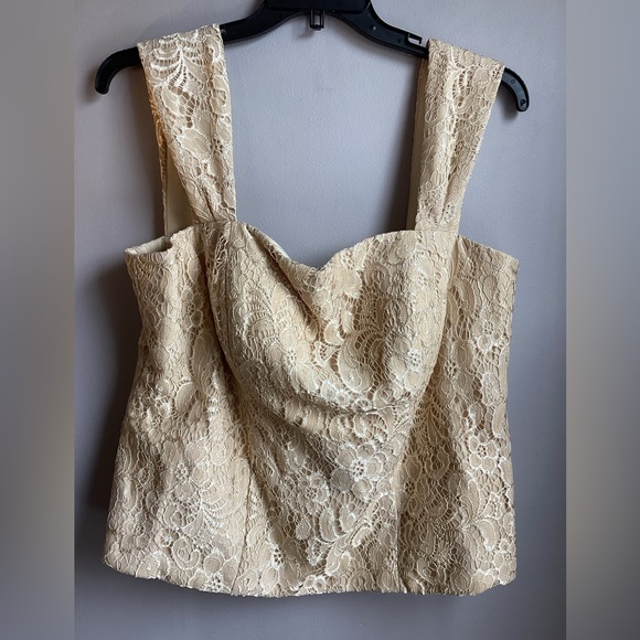 Tops | Tan Lace Corset Type Top | Poshmark